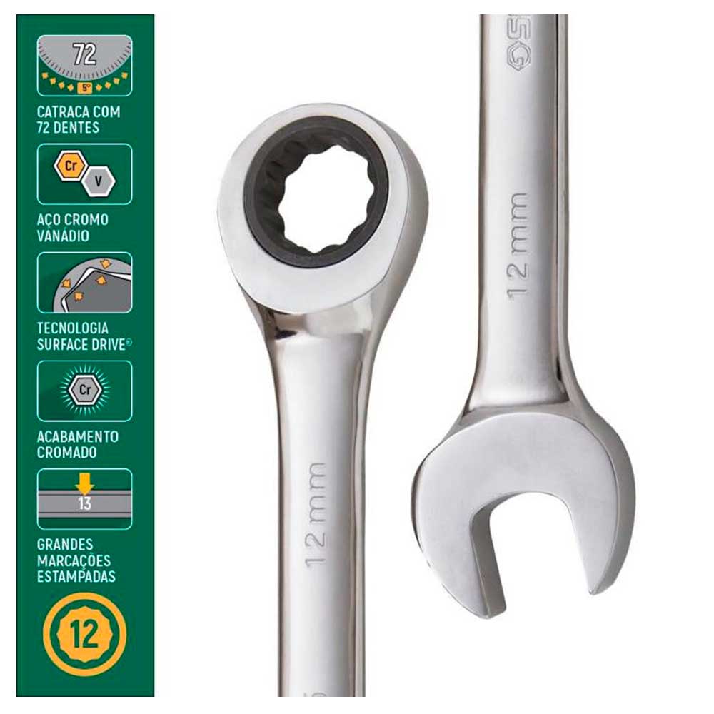 Jogo de Chaves Combinadas com Catraca Sata com 16 Peças 8mm-24mm | G ...