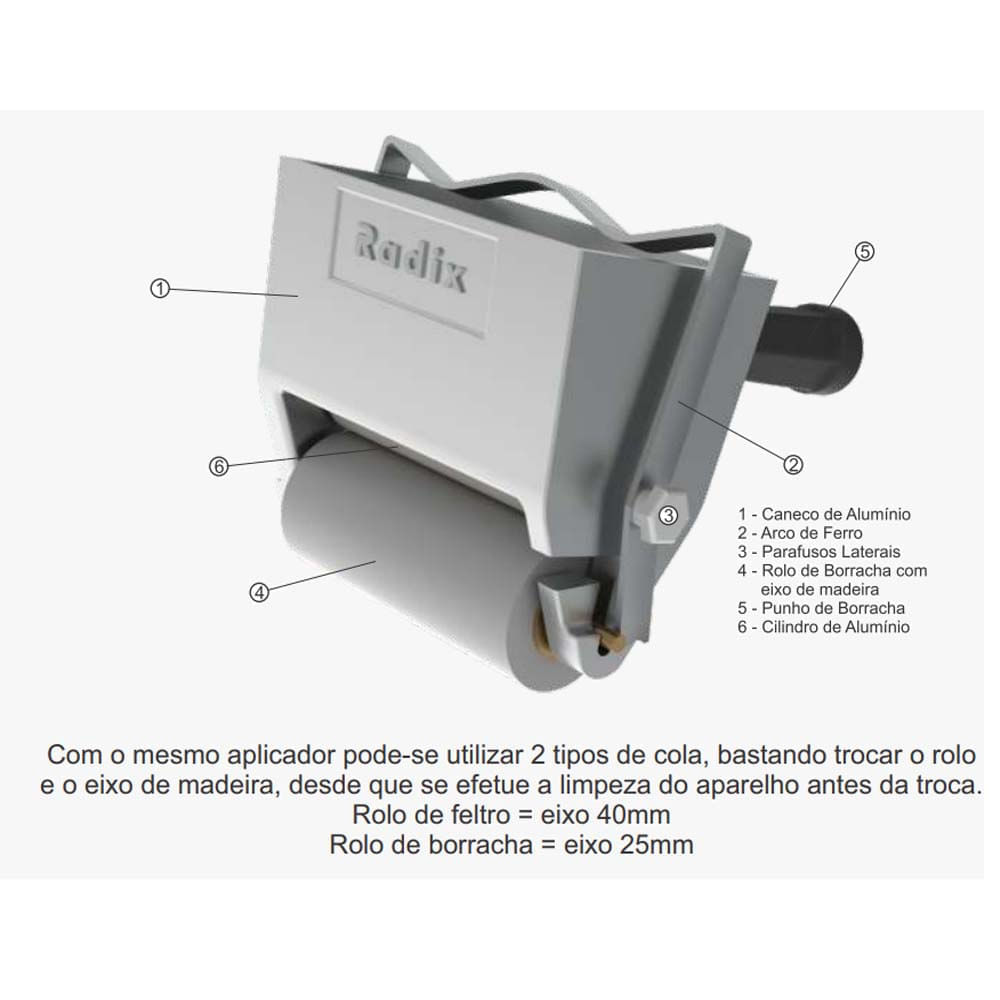 Aplicador manual de cola Radix rolo borracha | G-Haus - G-Haus