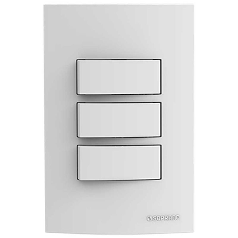 Conjunto Montado 4X2 3 Interruptor Simples 10A 250V Atria Soprano ... Conjunto Montado 4X2 3 Interruptor Simples 10A 250V Atria Soprano ...